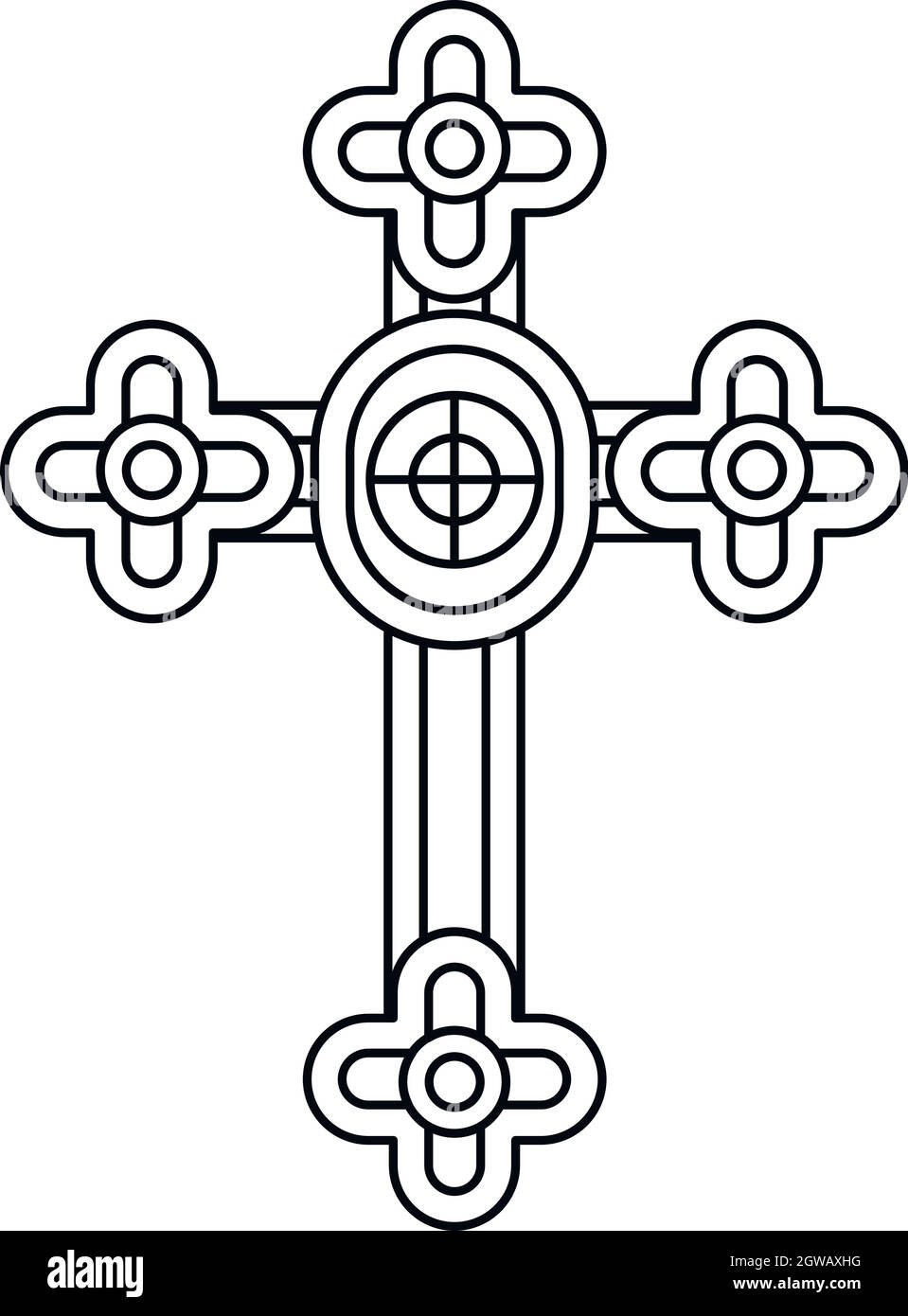 Christian cross jewelry icon, outline style Stock Vector Image & Art ...