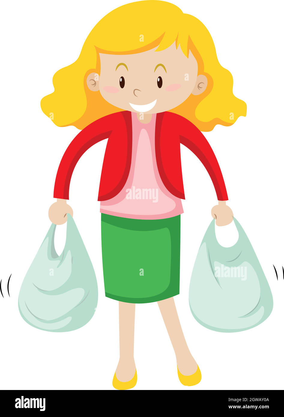 Woman Grocery Shopping Bags Plastic Stock Vector Images Alamy