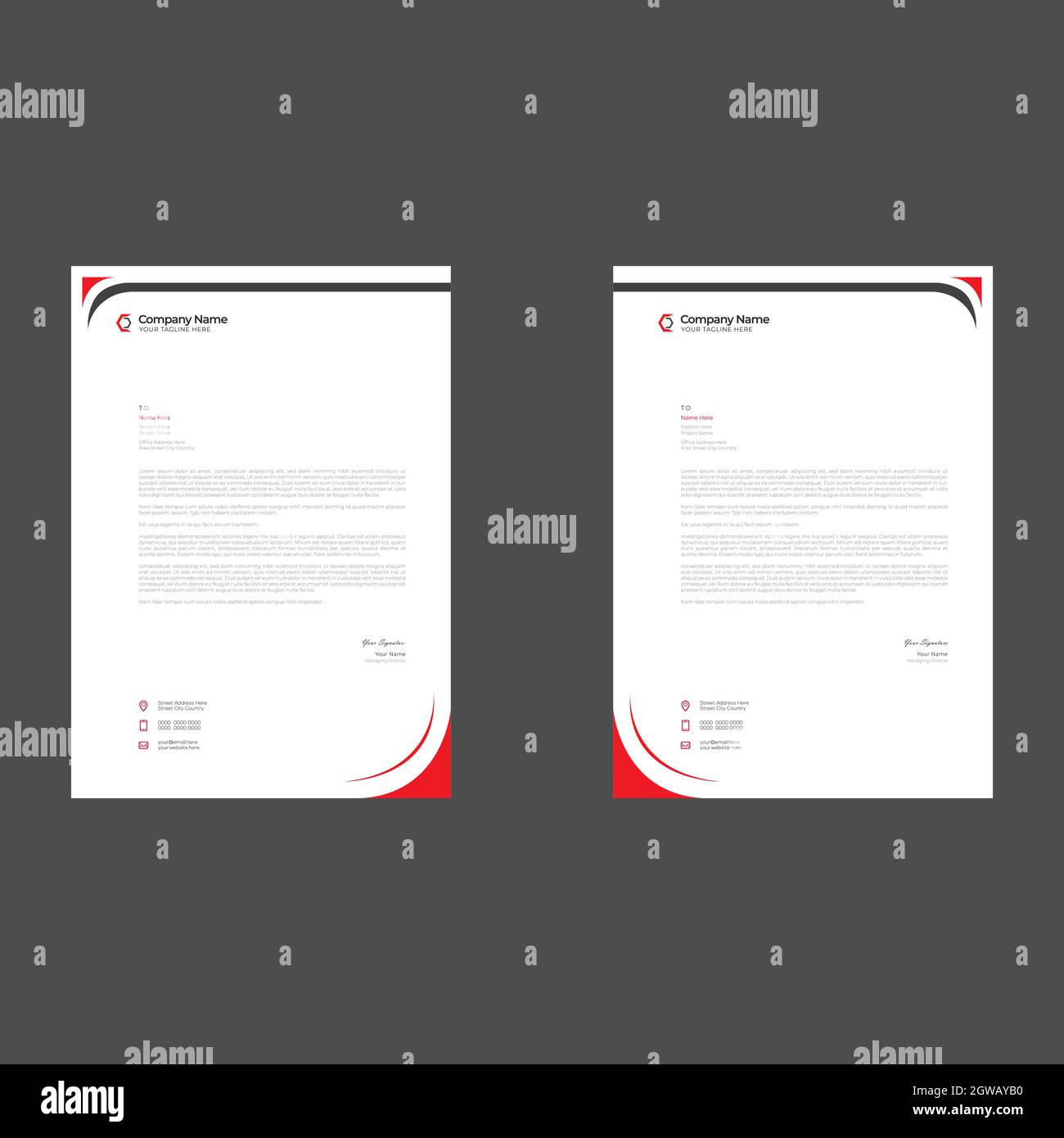 red colored simple letterhead design Stock Vector Image & Art - Alamy