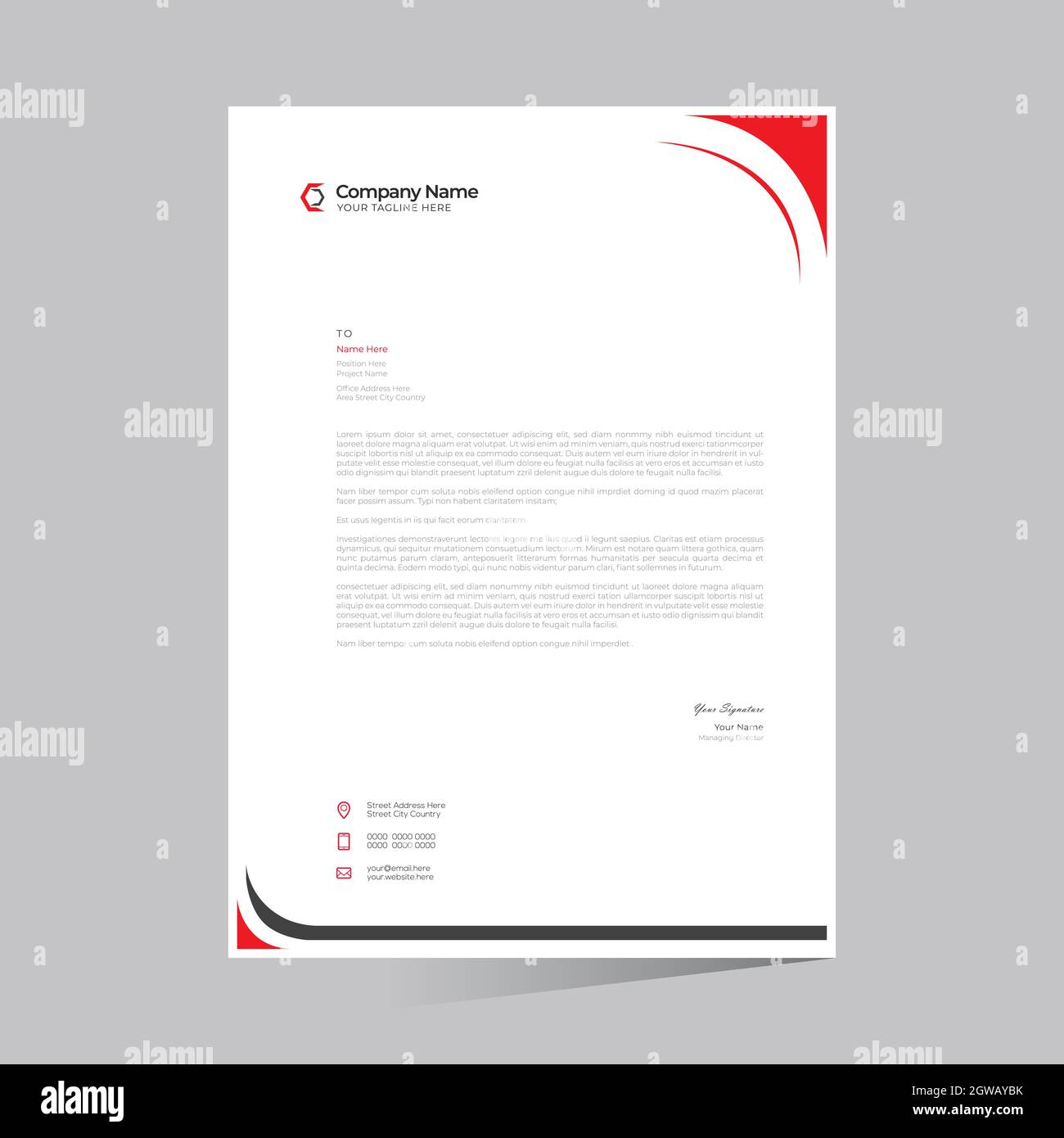 red colored simple letterhead design Stock Vector Image & Art - Alamy