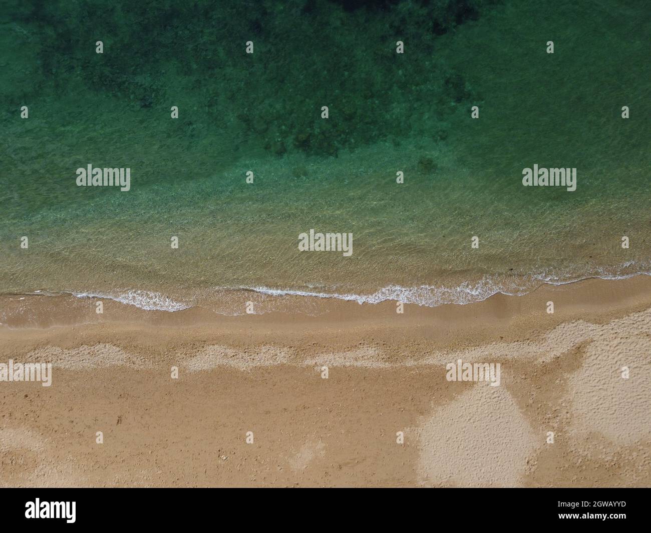 Beautiful remote beach with crystal clear azure water, aerial view ...