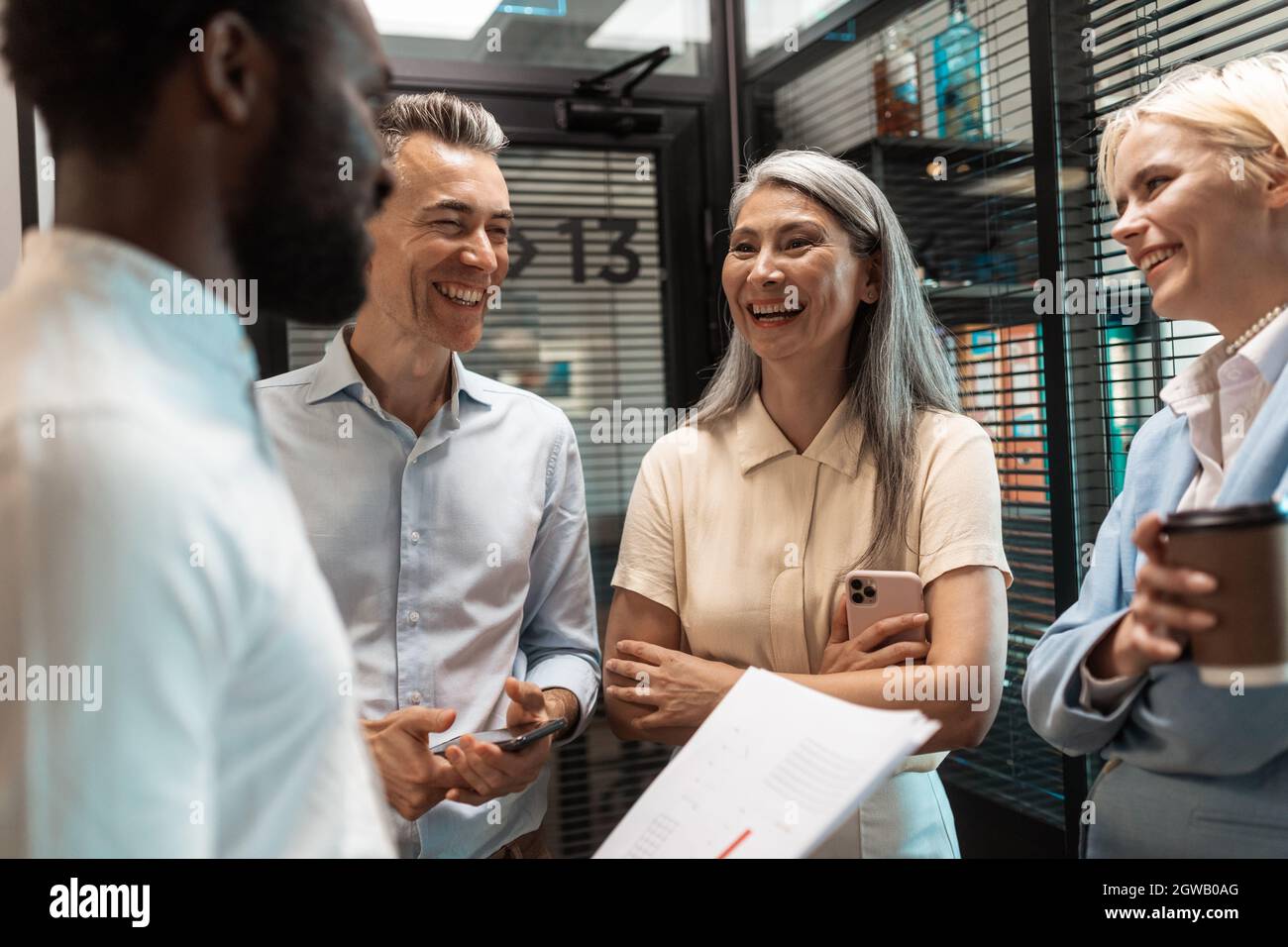 cinematic image of a multiethnic business team. employees working ...