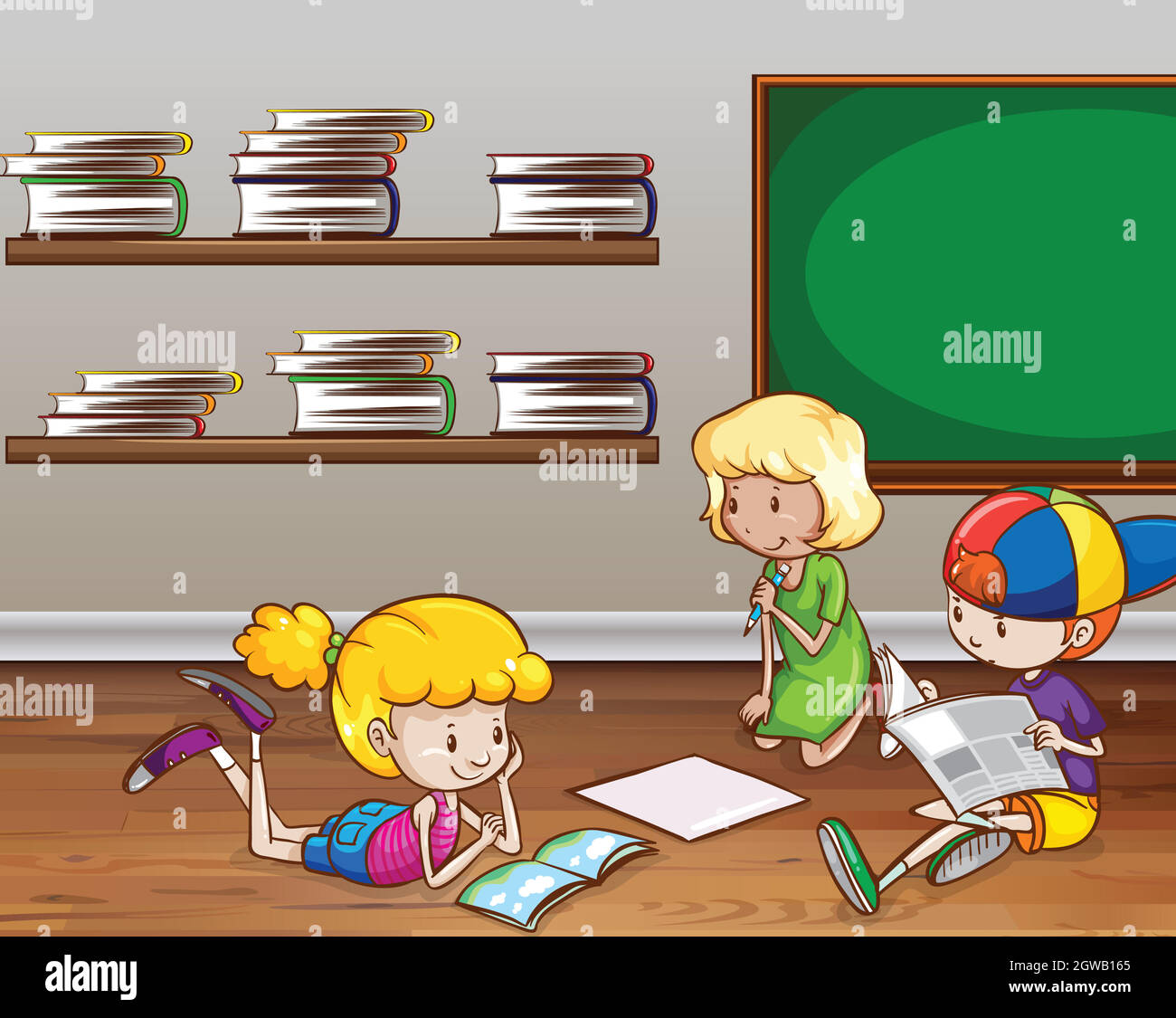 Boy reading newspaper Stock Vector Images - Alamy