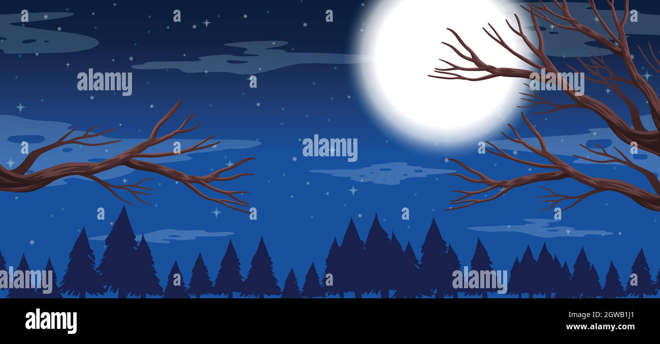 Moon trees night Stock Vector Images - Alamy