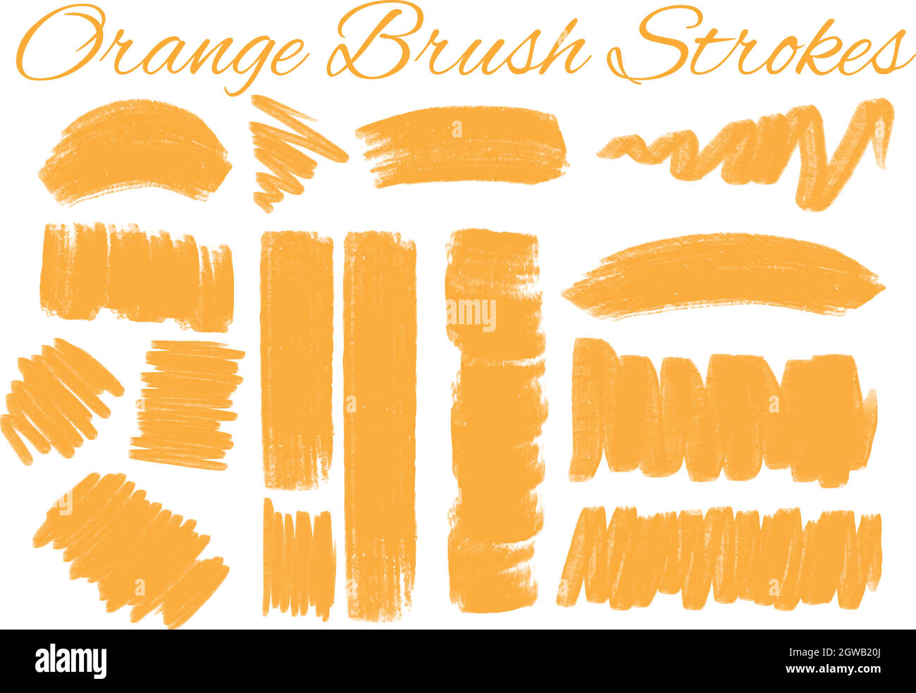 Different styles of brush strokes in orange color Stock Vector Image ...