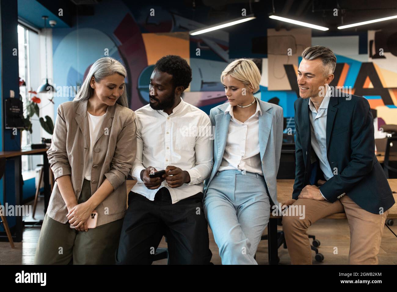 cinematic image of a multiethnic business team. employees working ...