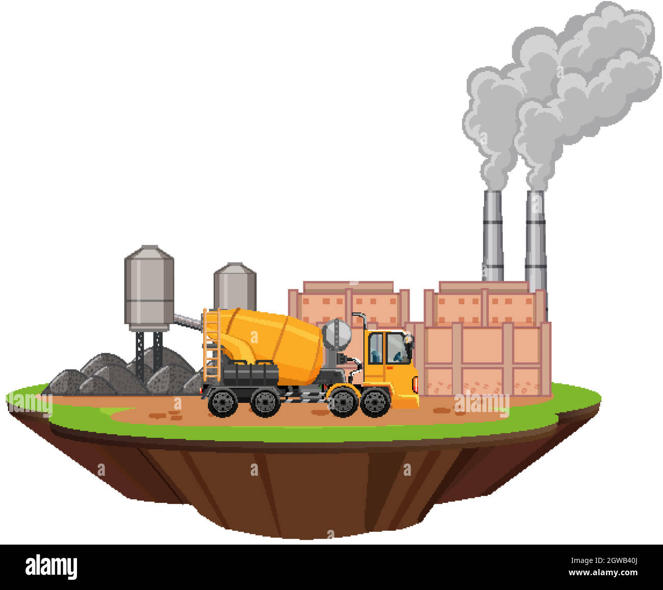Scene with factory buildings and cement mixer Stock Vector Image & Art ...