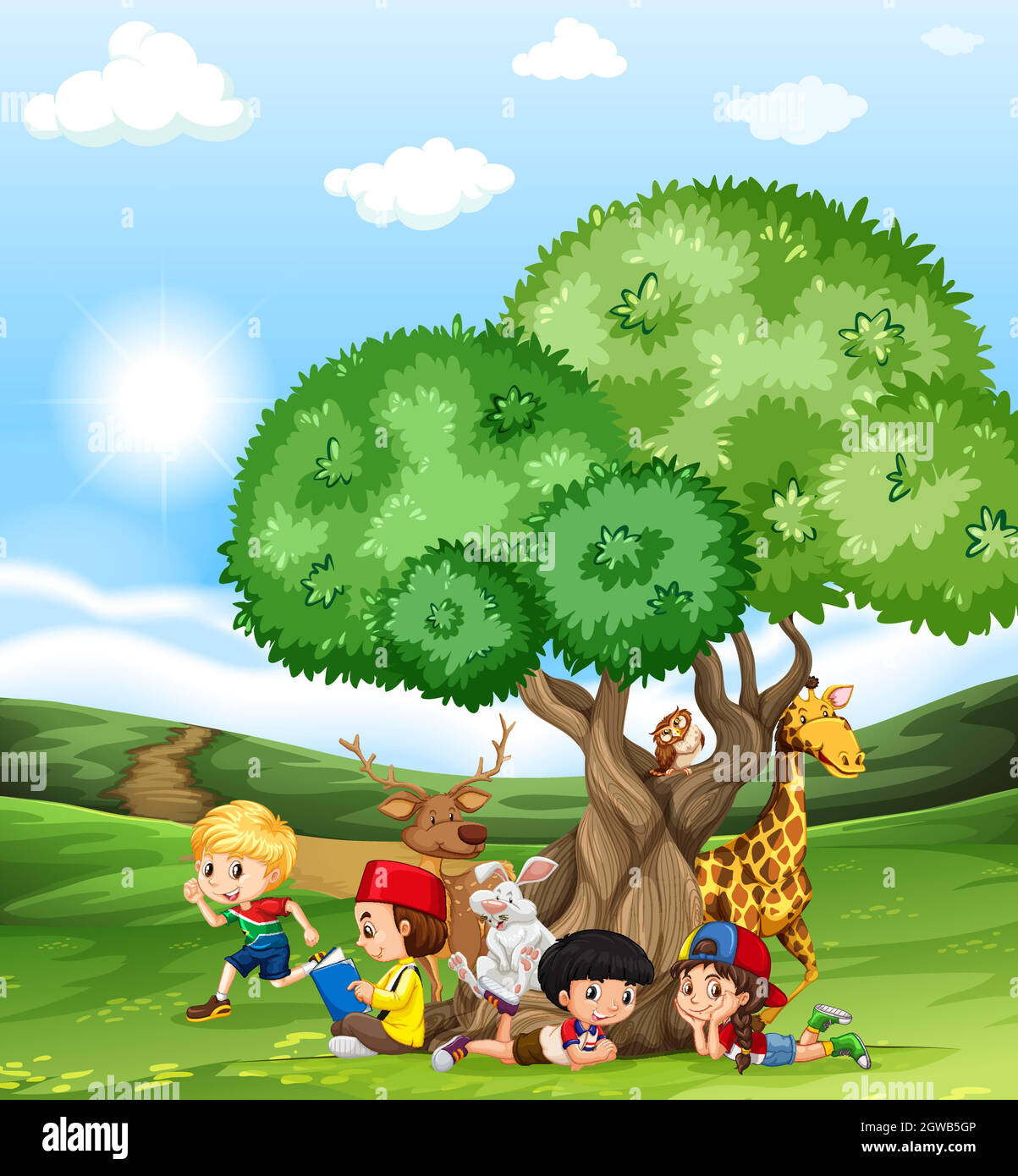 Children playing with animals hi-res stock photography and images - Alamy