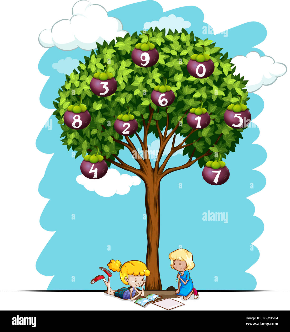 Two girls reading book Stock Vector Images - Alamy