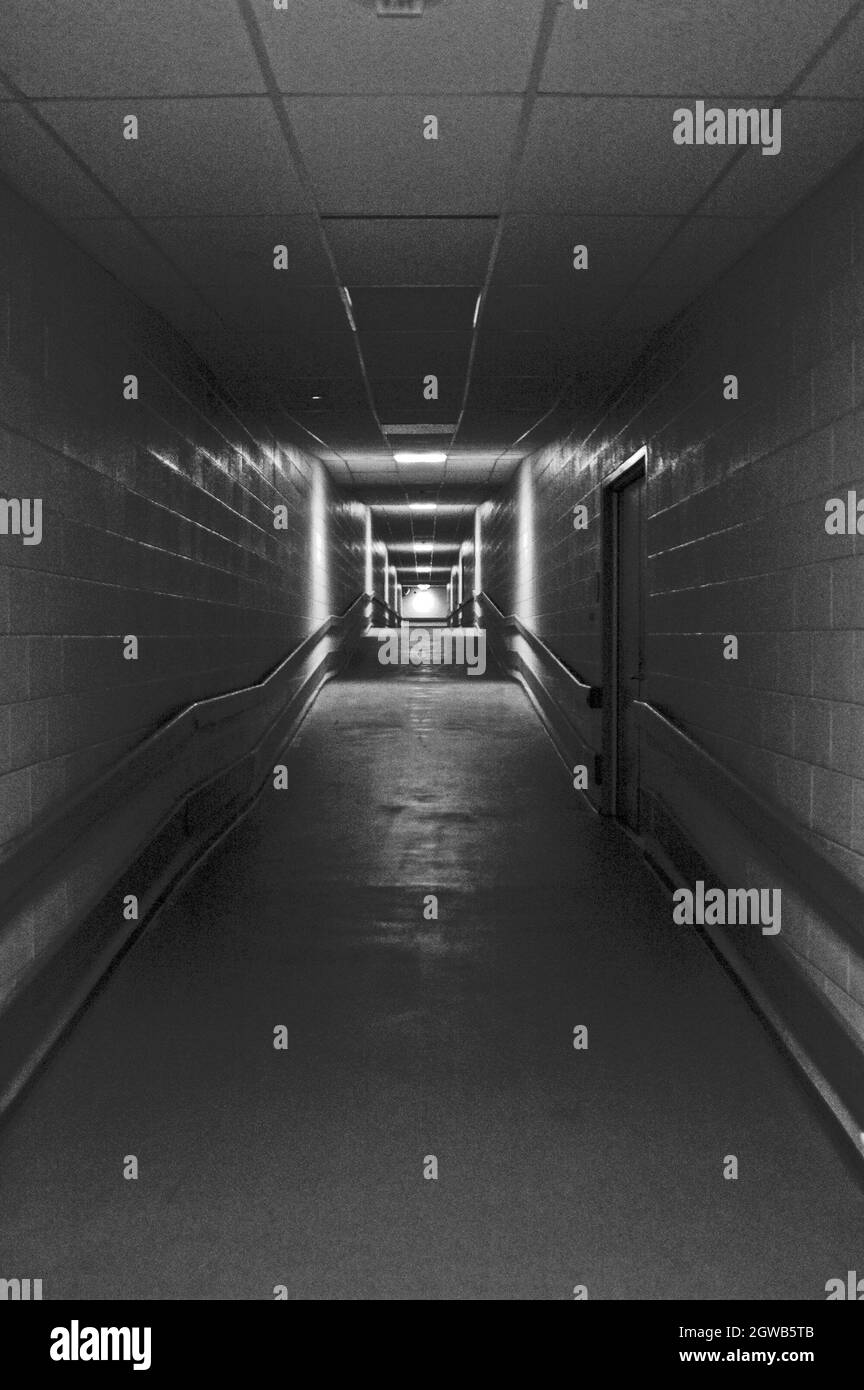 Service Access Tunnel in Building Basement (monochrome Stock Photo - Alamy