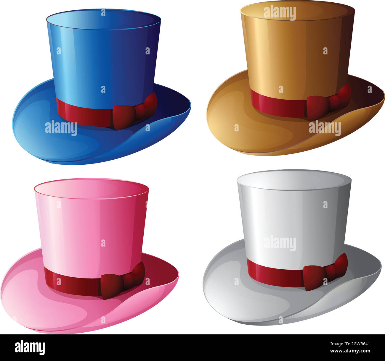 Four hats with red ribbons Stock Vector Image & Art - Alamy