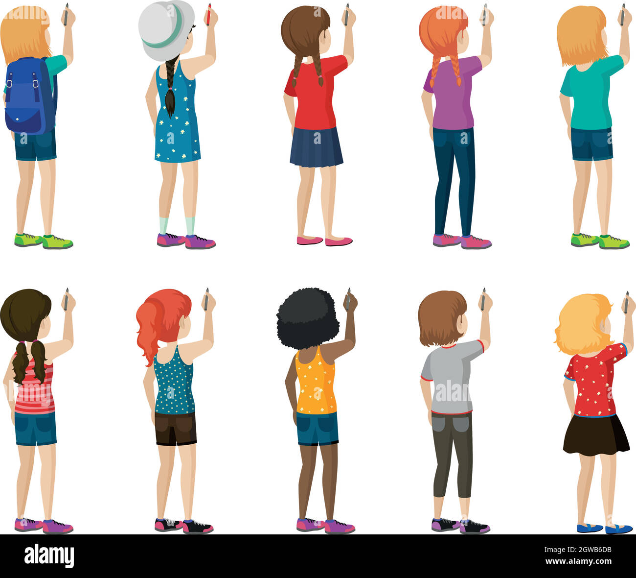 Child girl student writing Cut Out Stock Images & Pictures - Alamy