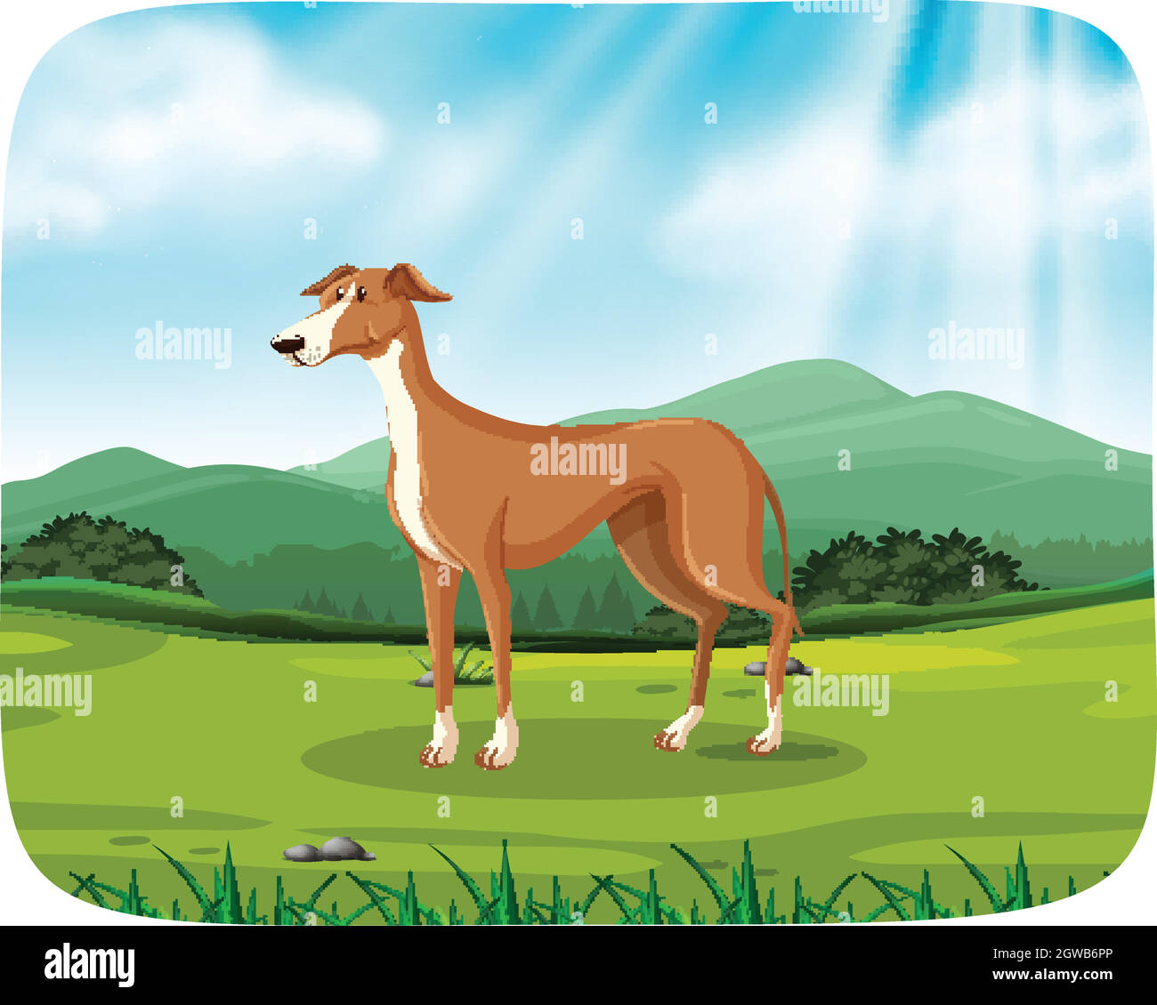 Dog in nature scene Stock Vector Image & Art - Alamy