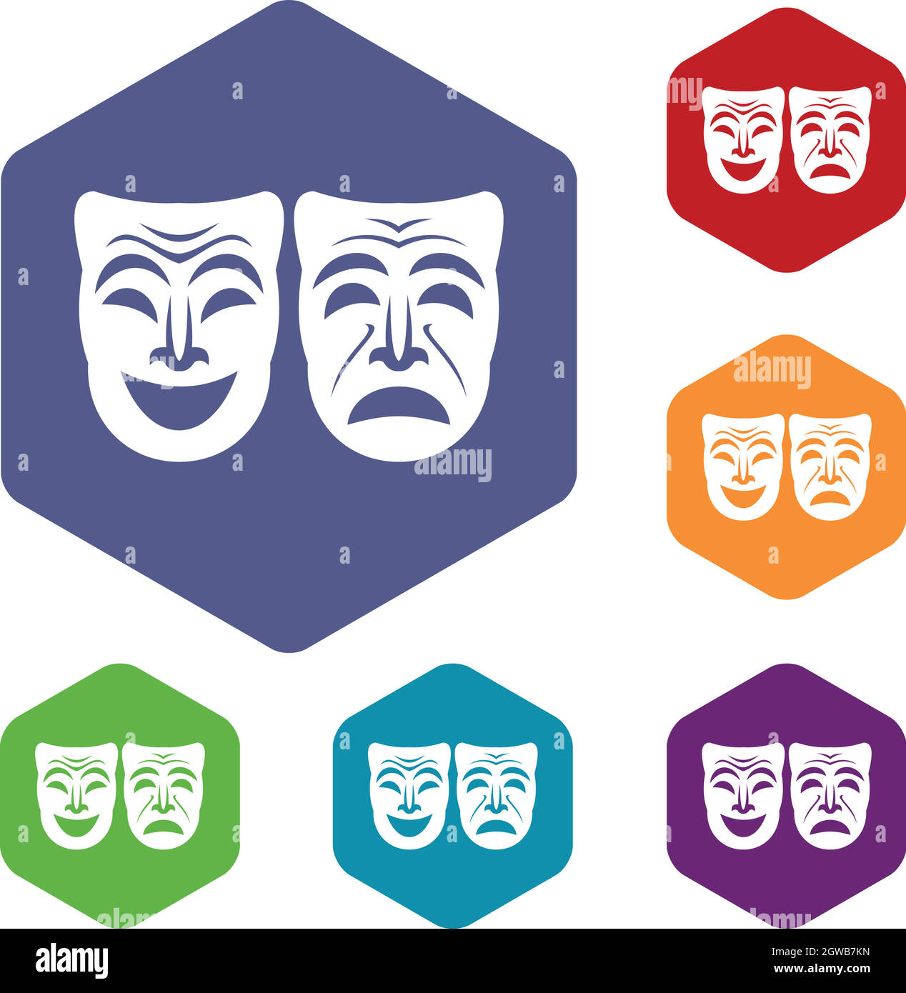 Happy sad mask illustration icon hi-res stock photography and images ...