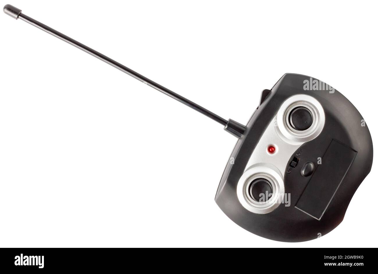 Radio remote control on a white background. Black remote control with ...