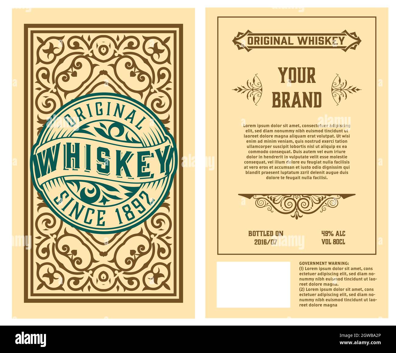 Whiskey label with old frames Stock Vector Image & Art - Alamy