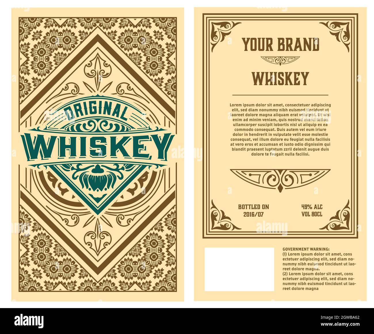 Whiskey label with old frames Stock Vector Image & Art - Alamy