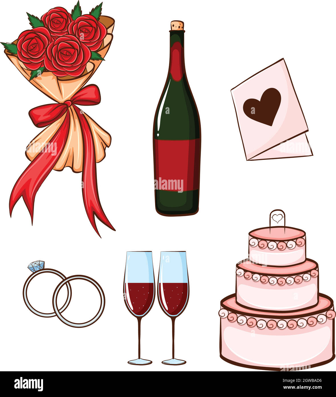 Wedding bouquet rings white Stock Vector Images - Alamy