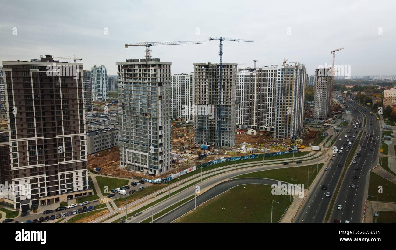 Construction of modern multi-storey buildings. Construction of a new ...