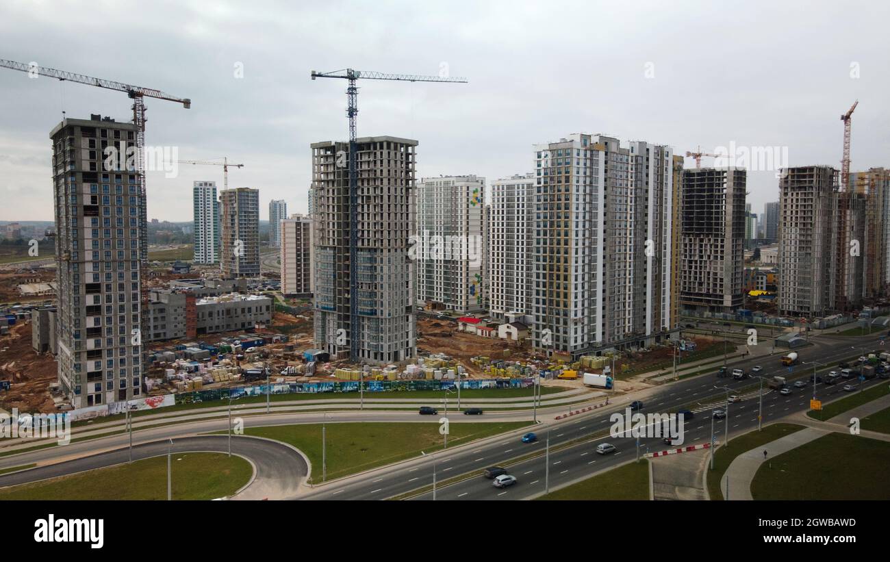 Construction of modern multi-storey buildings. Construction of a new ...