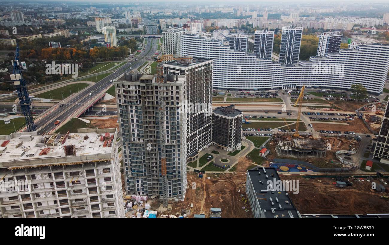 Construction of modern multi-storey buildings. Construction of a new ...
