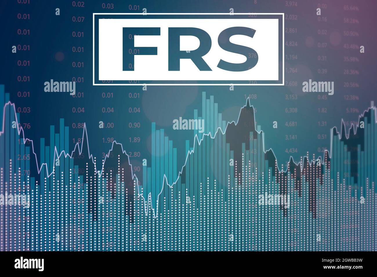 Financial term FRS - Federal Reserve System on blue and gray finance ...
