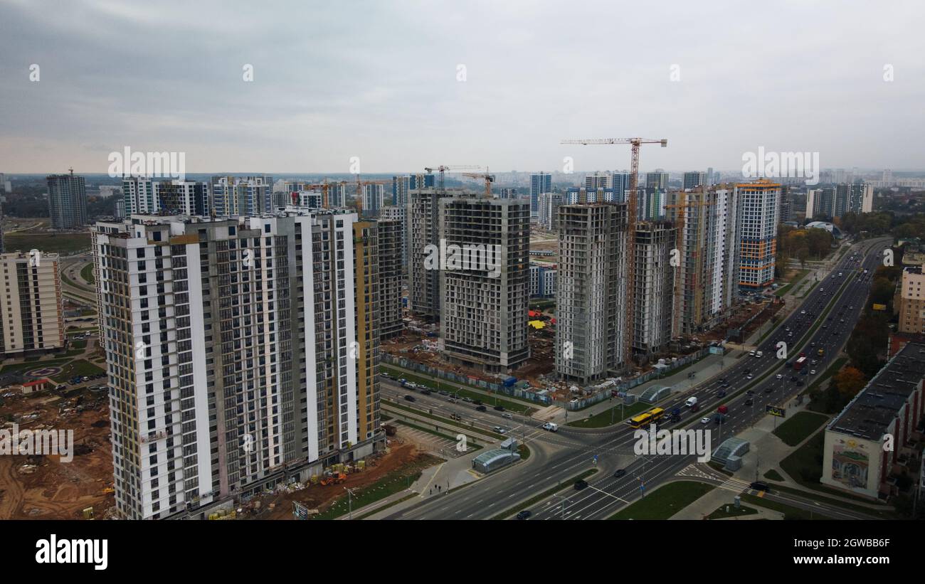 Construction of modern multi-storey buildings. Construction of a new ...