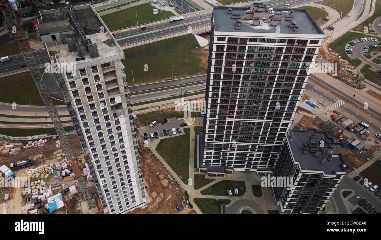 Construction of modern multi-storey buildings. Construction of a new ...