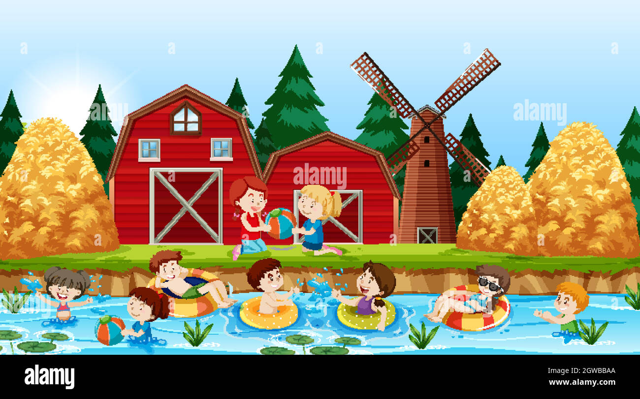 Active kids playing in outdoor scene Stock Vector Image & Art - Alamy