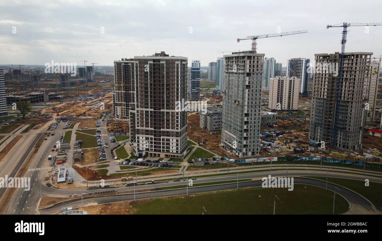 Construction of modern multi-storey buildings. Construction of a new ...