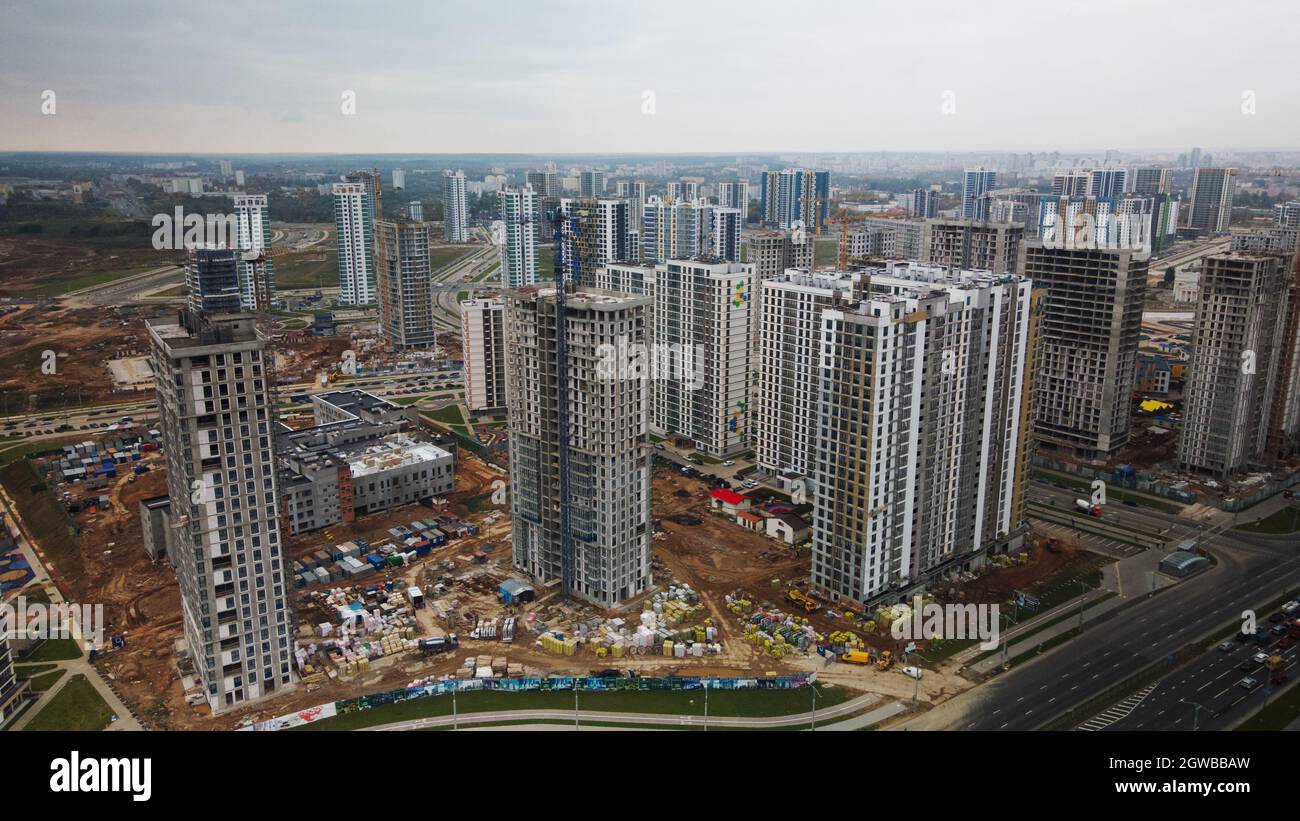 Construction of modern multi-storey buildings. Construction of a new ...