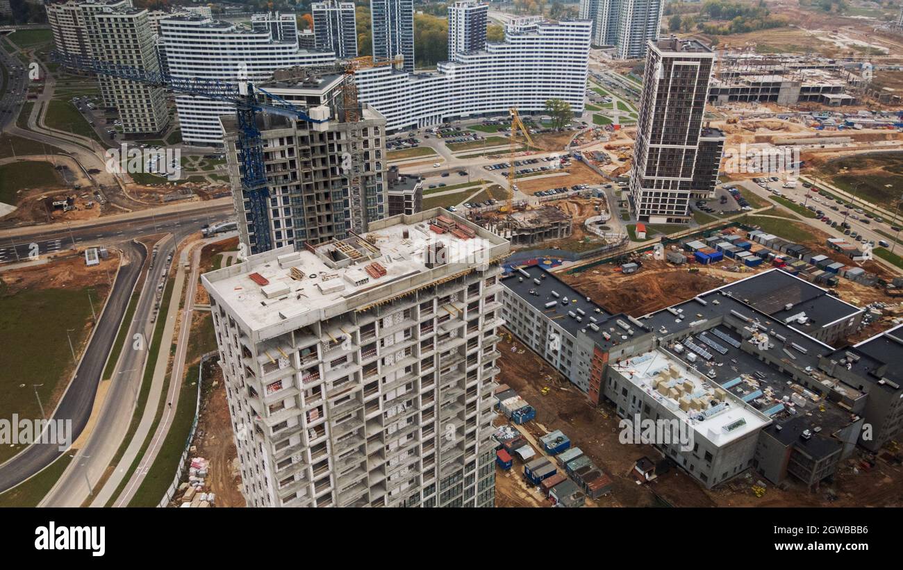 Construction of modern multi-storey buildings. Construction of a new ...