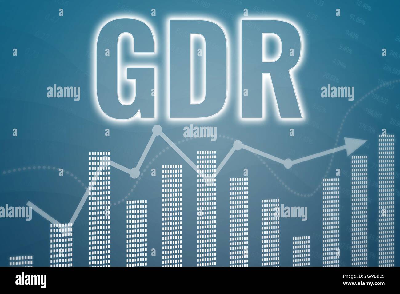 Financial term GDR - Global depository receipt on blue finance ...