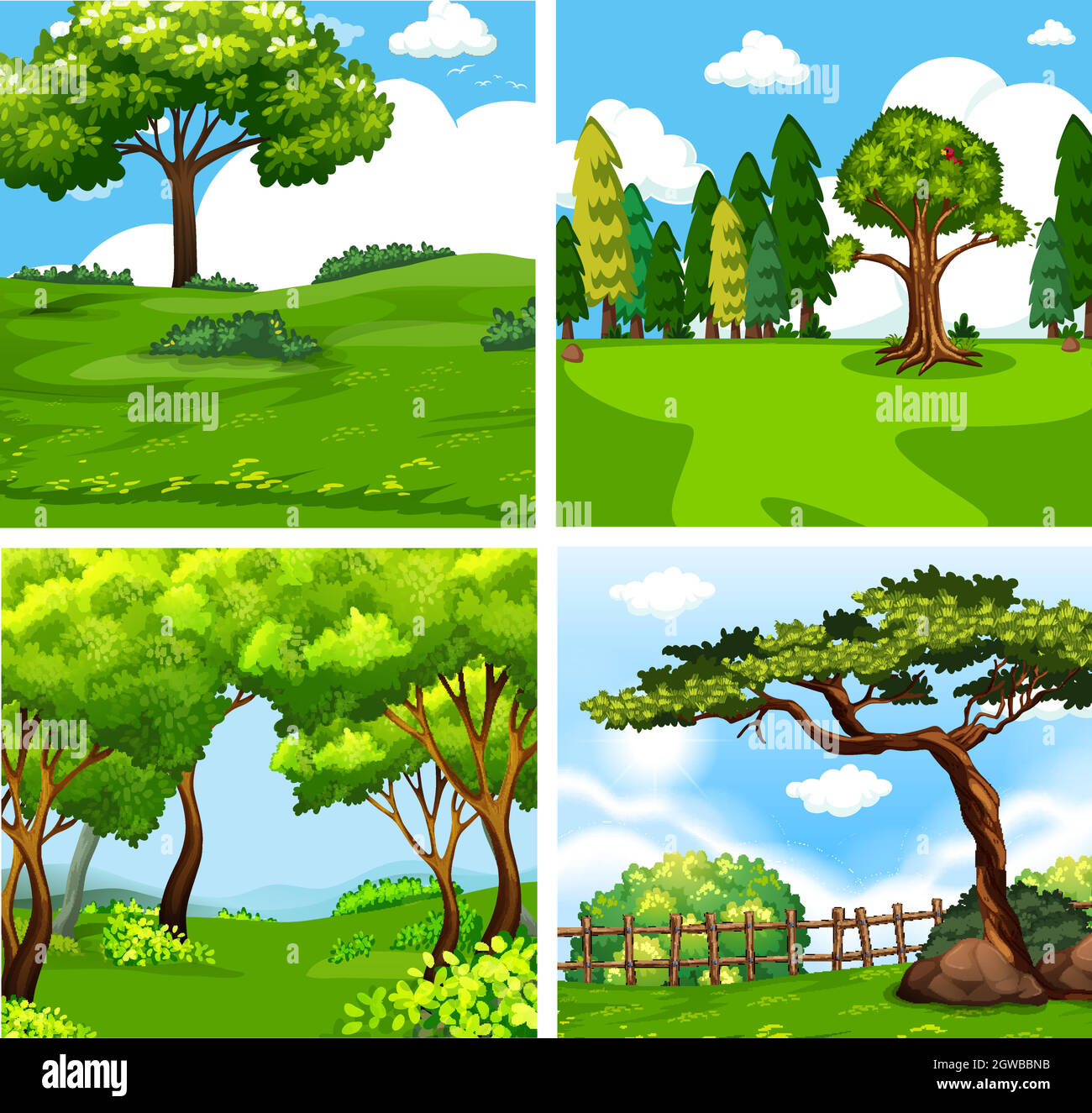 Beautiful green forest different Stock Vector Images - Alamy