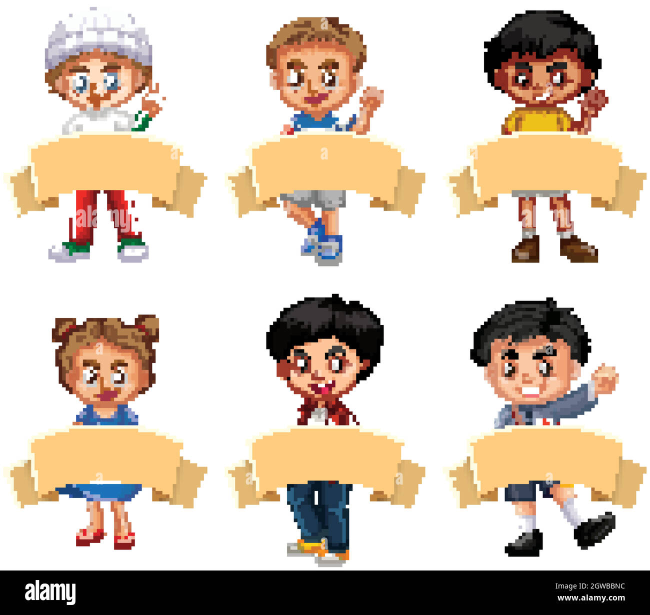 Children with brown banners Stock Vector Image & Art - Alamy