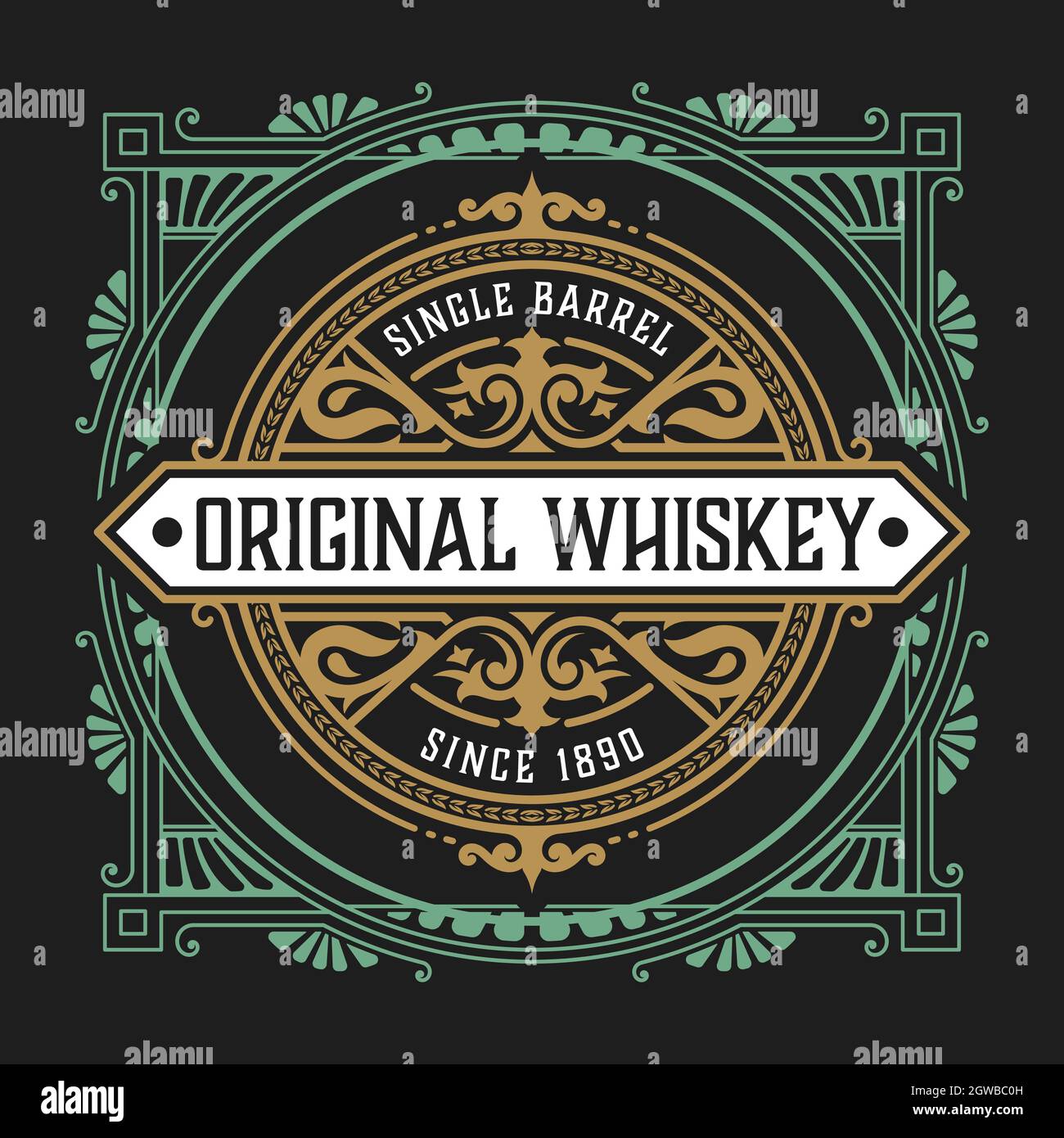 Whiskey label with old frames Stock Vector Image & Art - Alamy
