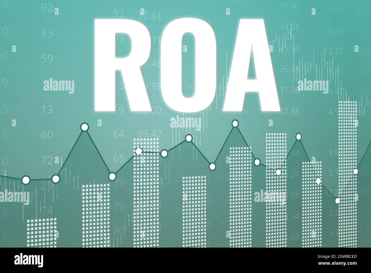 Financial term ROA - Return on assets on blue and green finance ...