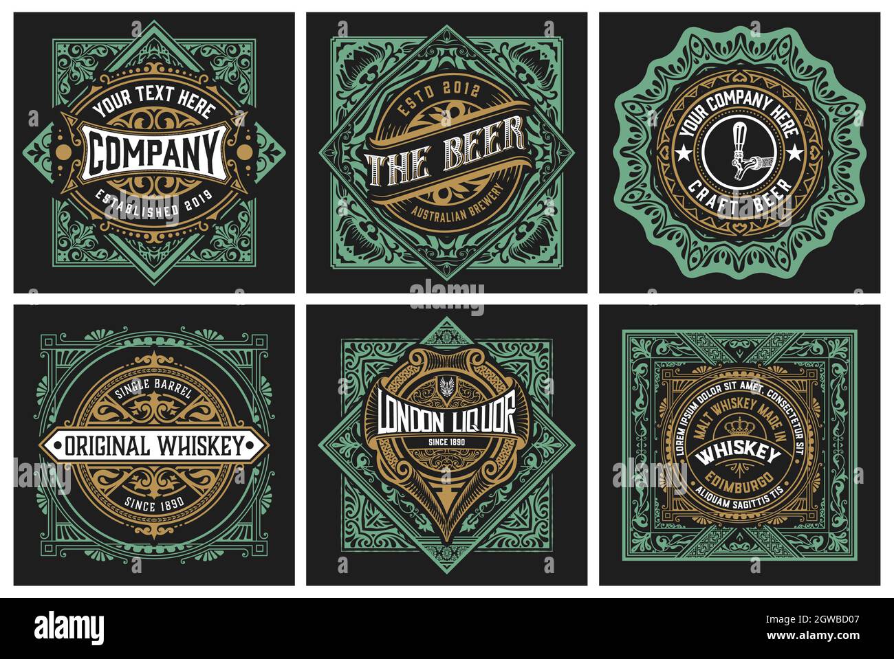 Set of 6 labels. Western style Stock Vector Image & Art - Alamy