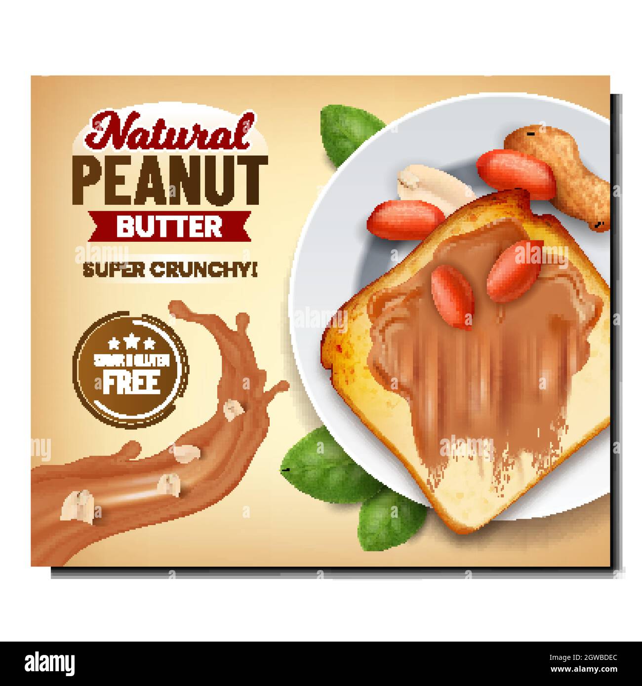 Natural Peanut Butter Promotional Banner Vector Stock Vector Image ...