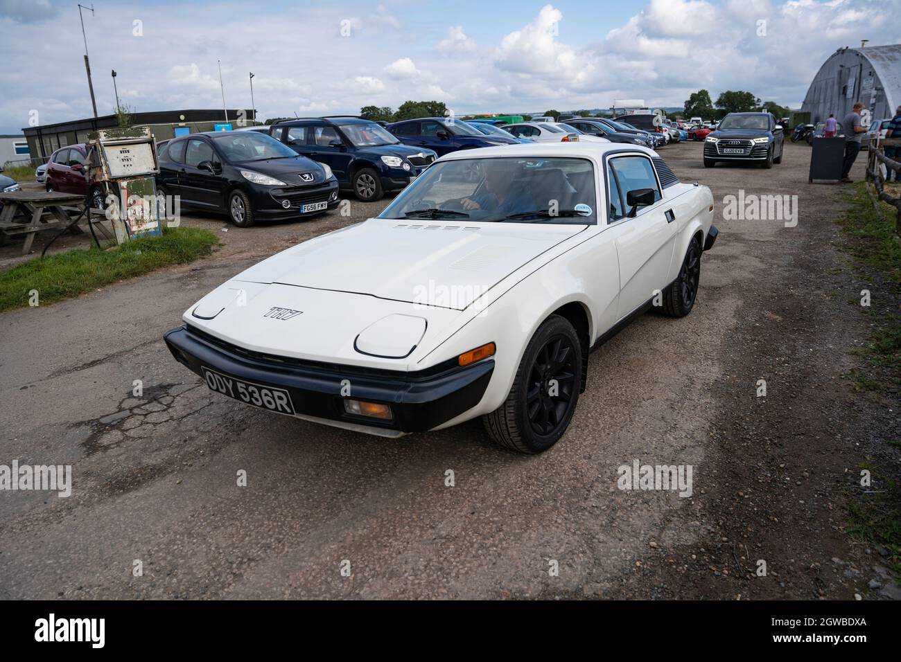 Classic white Triumph TR7 sports car at vintage car show in Kent Stock ...