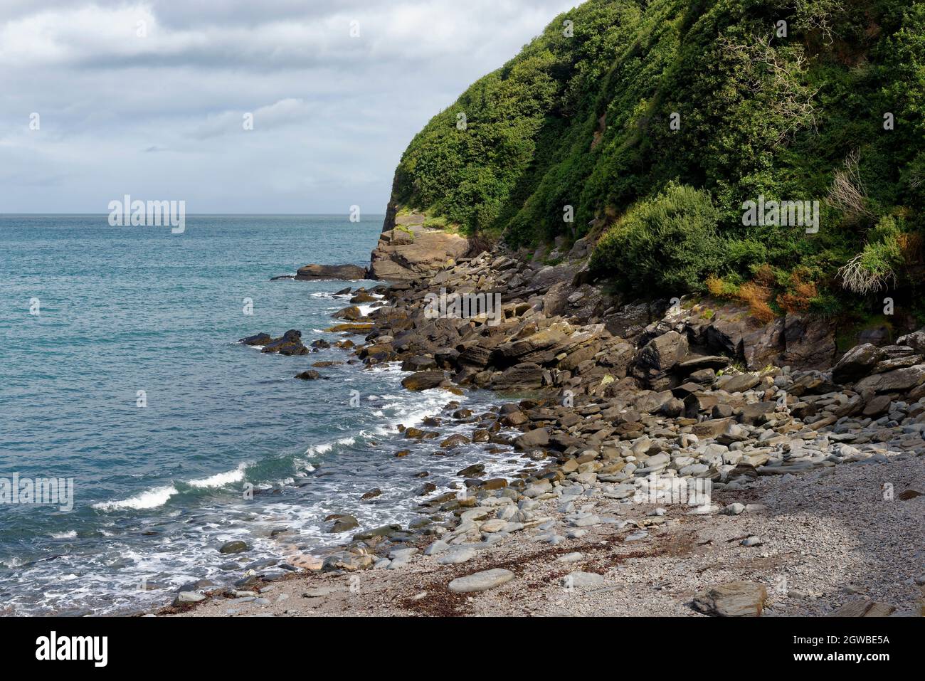Beach at Lee Bay with Duty Point behind, Exmoor, Devon, UK Stock Photo ...