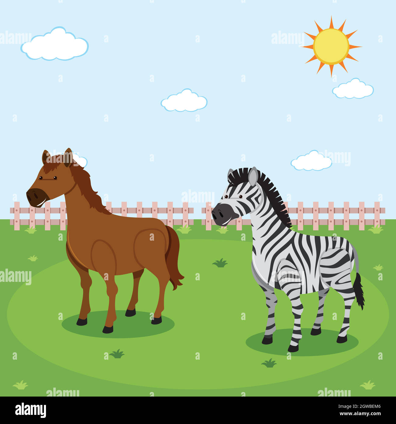 Zebra and horse in nature Stock Vector Image & Art - Alamy