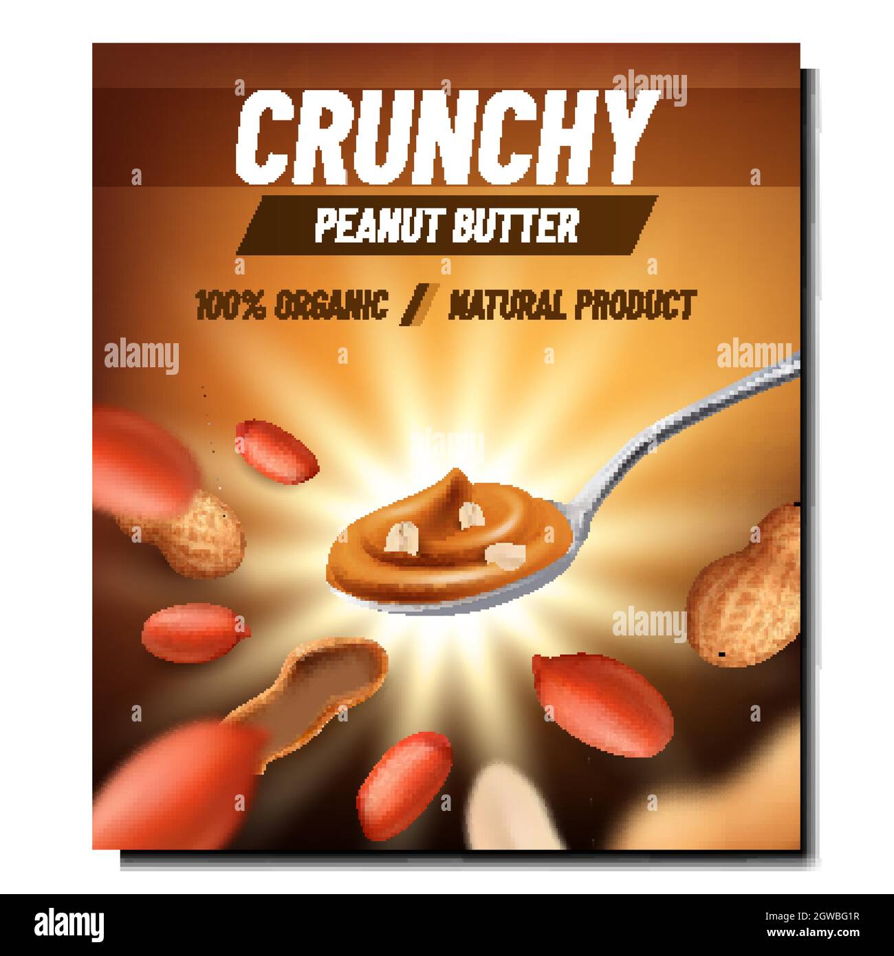 Crunchy Peanut Butter Promotional Banner Vector Stock Vector Image ...