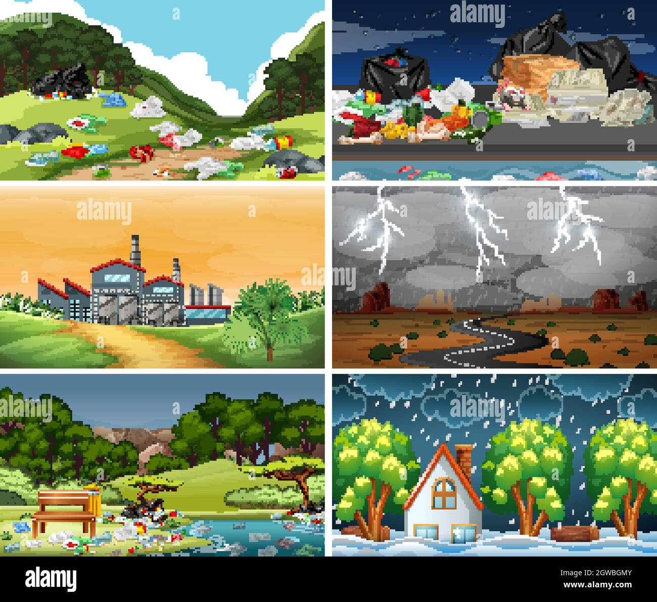 Set of polluted scenes Stock Vector Image & Art - Alamy