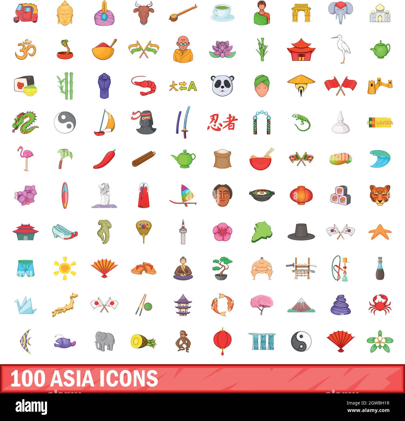 100 Asia icons set, cartoon style Stock Vector Image & Art - Alamy