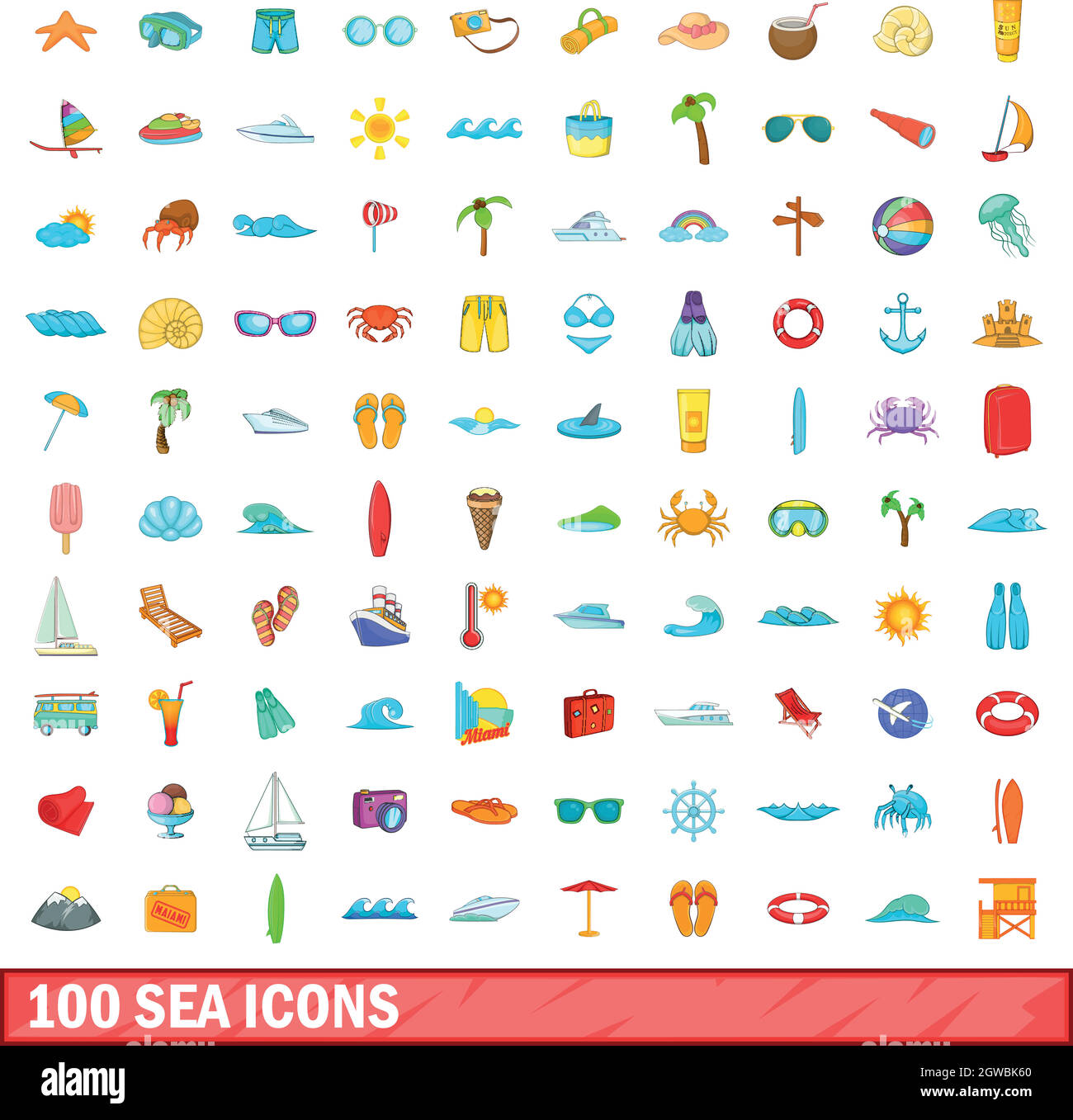 100 sea icons set, cartoon style Stock Vector Image & Art - Alamy