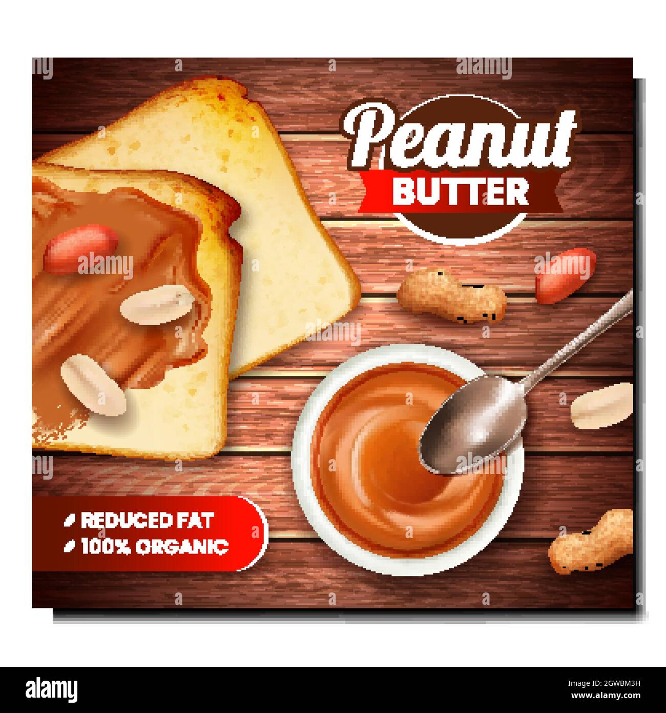 Peanut Butter Creative Promotional Poster Vector Stock Vector Image ...