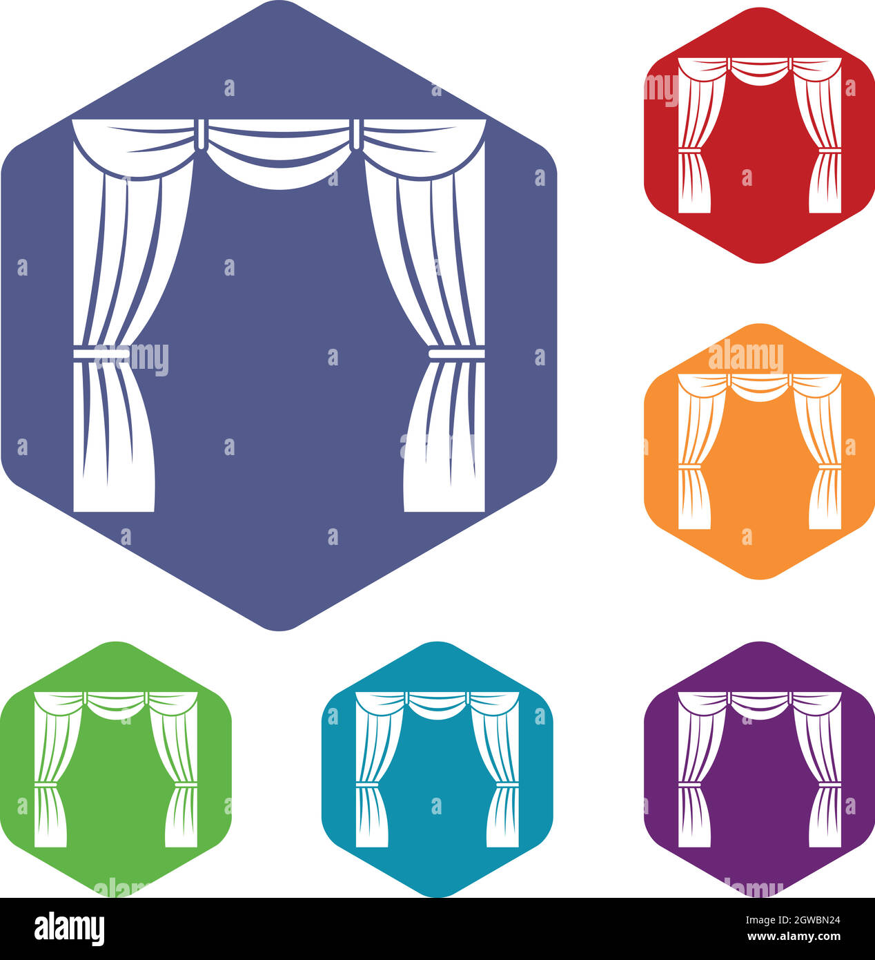 Curtain on stage icons set Stock Vector Image & Art - Alamy