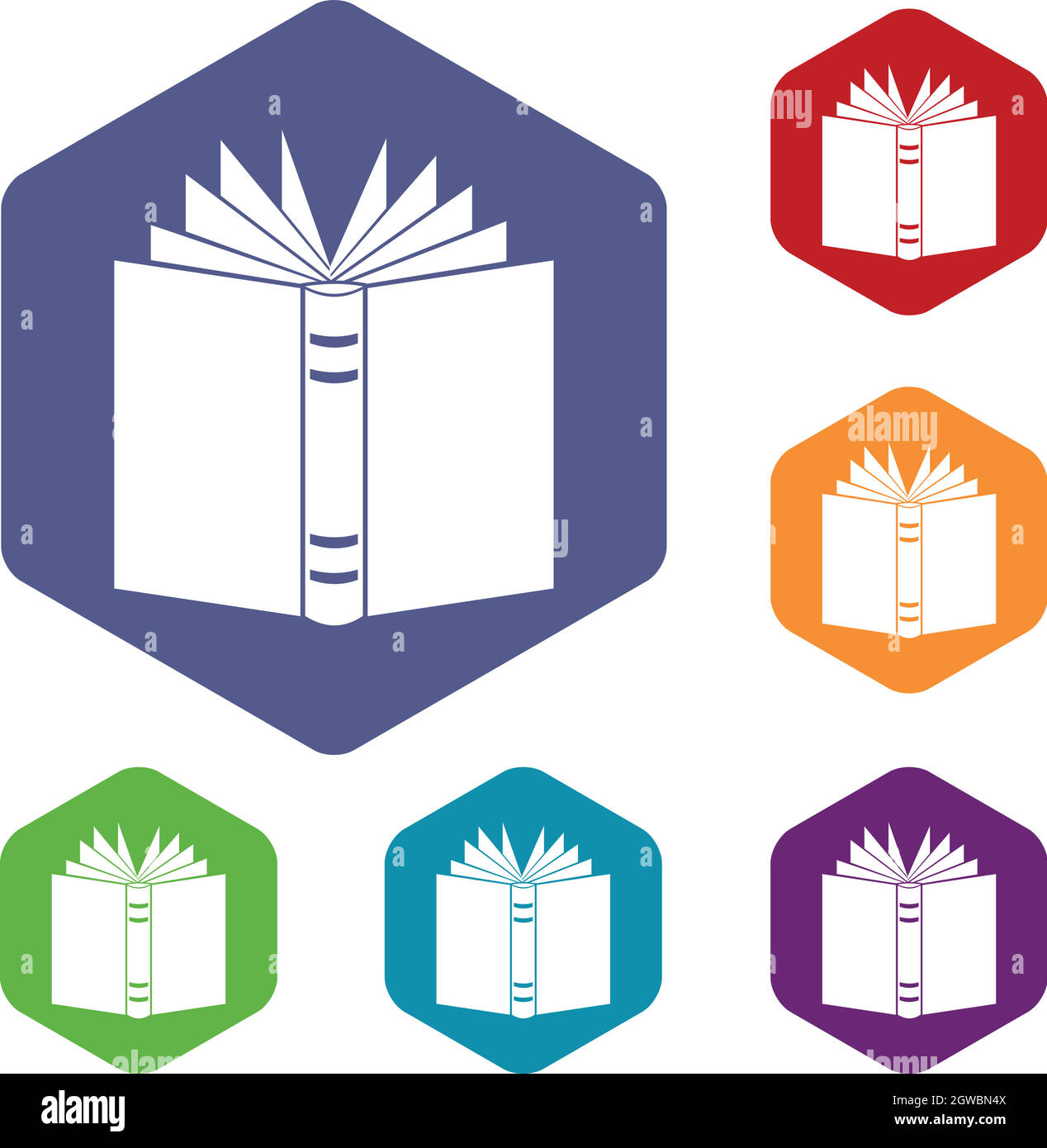 Open thick book icons set Stock Vector Image & Art - Alamy