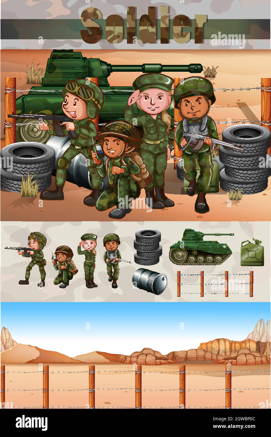 Soldiers fighting in the battle field Stock Vector Image & Art - Alamy